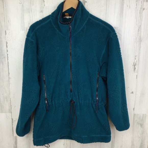 REI | Jackets & Coats | Vintage 9s Rei Aztec Teal Cinch Waist Polartec ...